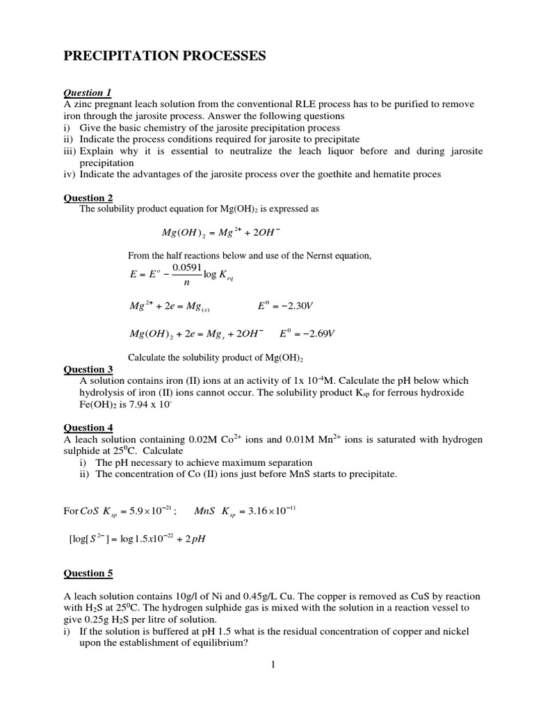 Precipitation Processes | PDF | Ph | Precipitation (Chemistry)