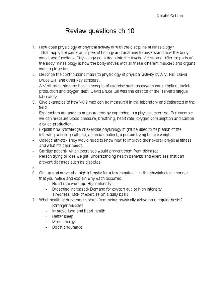 Physiology of Physical Activity Review | PDF