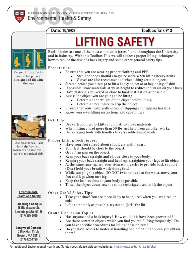 Toolbox Talk Lifting | PDF | Personal Protective Equipment Toolbox Talk Lifting | PDF | Personal Protective Equipment