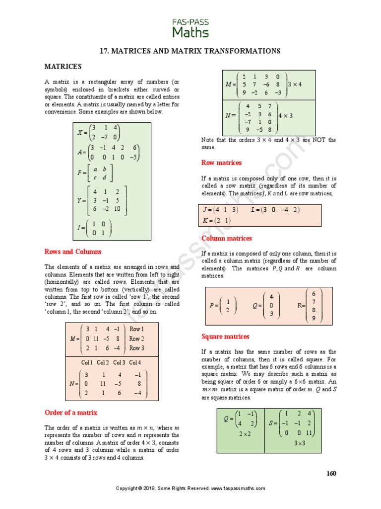 MSG.17.Matrices and Matrix Transformations | PDF | Matrix (Mathematics ...