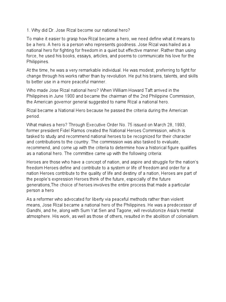 Jose Rizal: A Hero Through Peaceful Reform | PDF