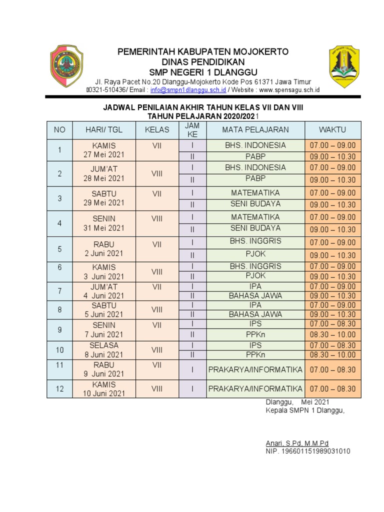 Jadwal Pat 2021 Revisi | PDF