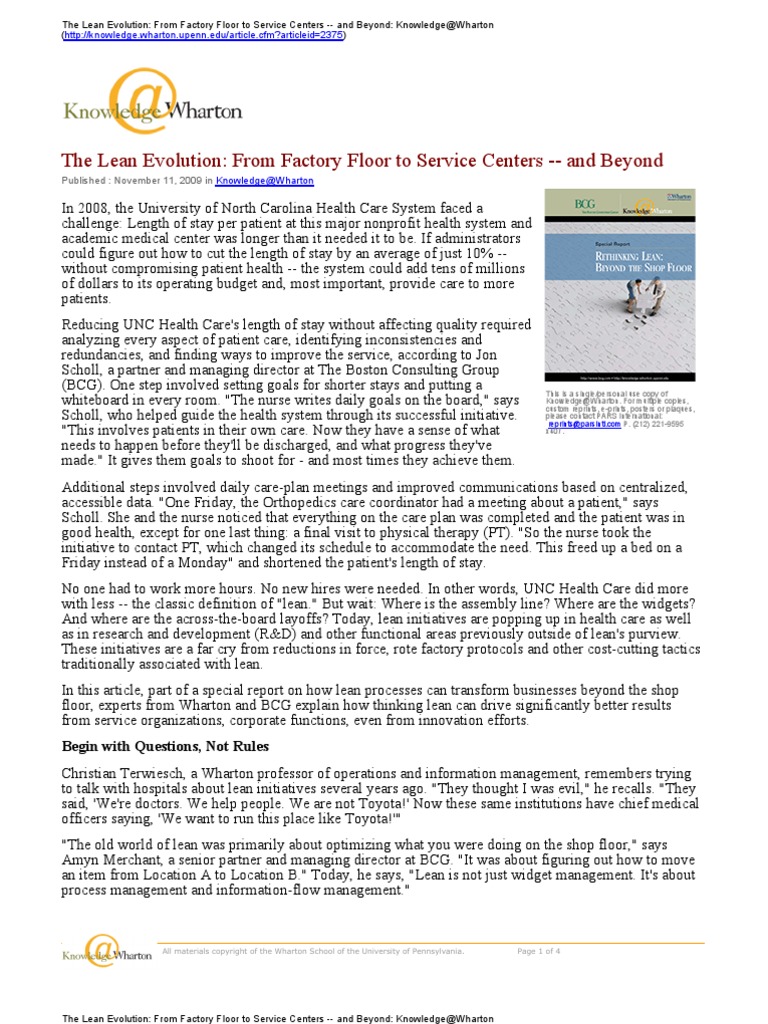 Lean in Service Industry | PDF | Lean Manufacturing | Health Care