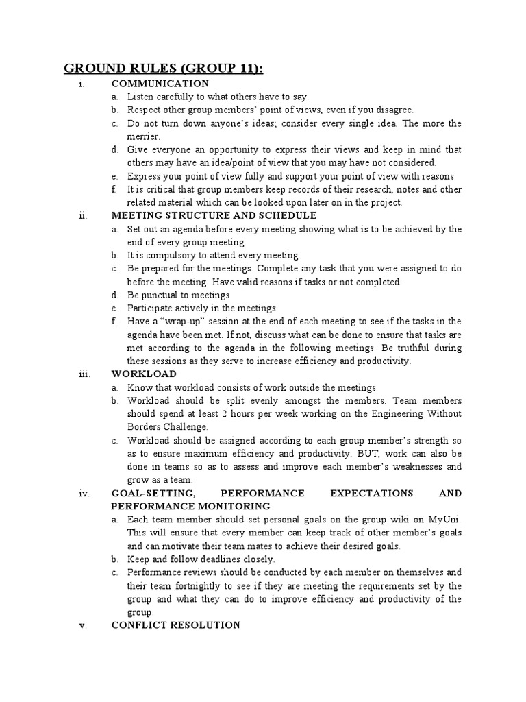 Ground Rules | PDF | Goal | Goal Setting