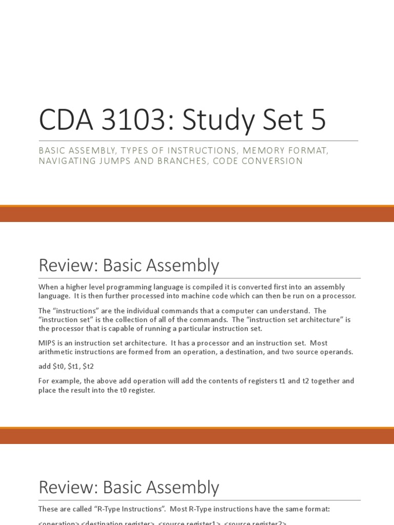 CDA 3103: Study Set 5 | Download Free PDF | Assembly Language | Array Data Structure