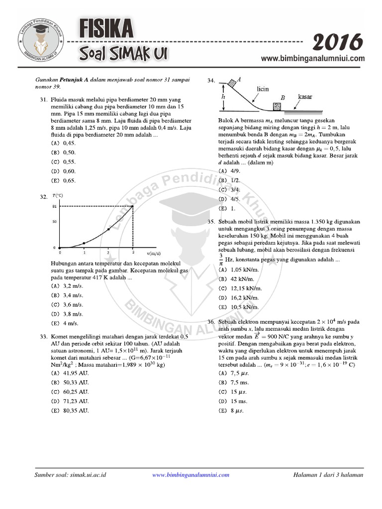 Fisika SIMAK UI 2016 - Bimbingan Alumni UI | PDF | Kesehatan Holistik