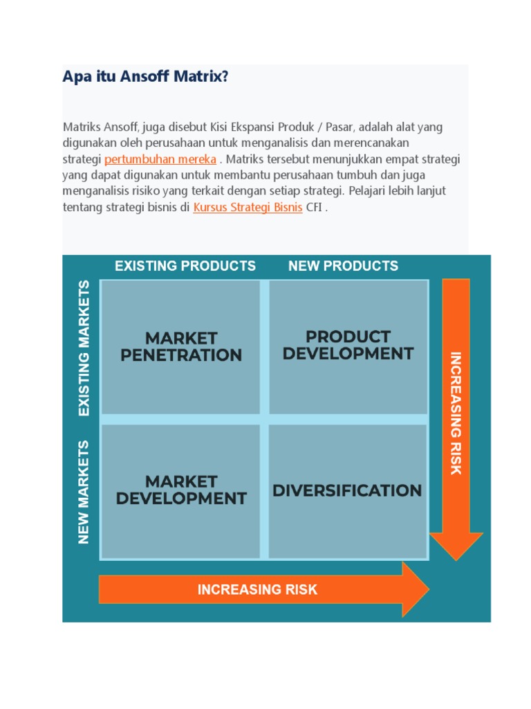 Ansoff Matrix (Materi) | PDF