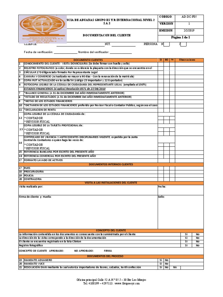 Check List Documentos Cliente | PDF | Contabilidad y Auditoria | Business