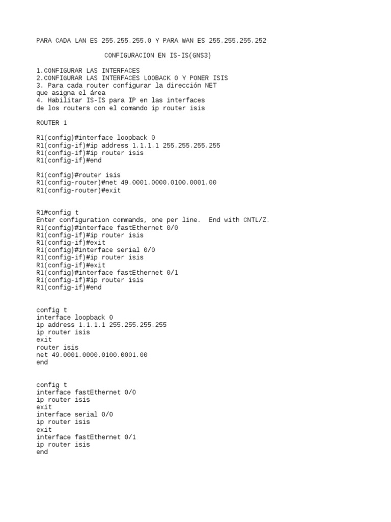 Config ISIS 6 routers | PDF | Redes | Tecnología de información y ...