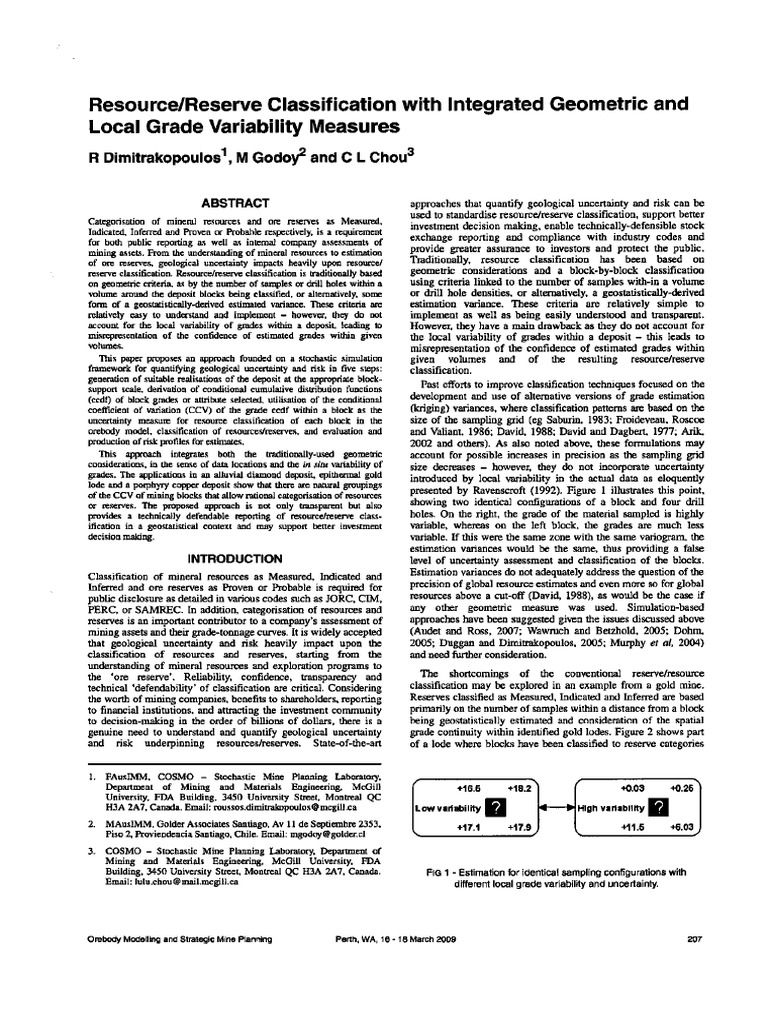 Resource/reserve Classification With Integrated Geometric and Local ...