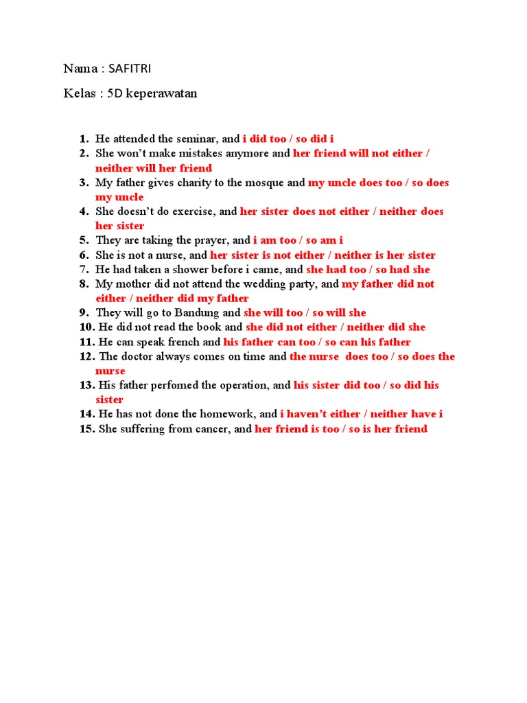 Nama: Safitri Kelas: 5D Keperawatan | PDF | Wellness