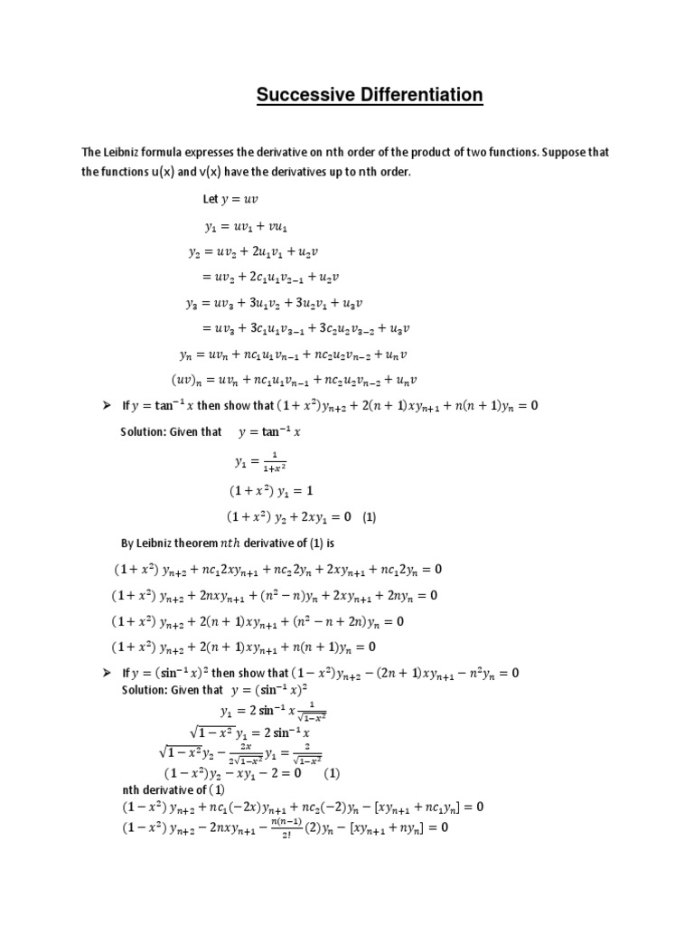 Successive Differentiation 4 | PDF | Derivative | Abstract Algebra Successive Differentiation 4 | PDF | Derivative | Abstract Algebra