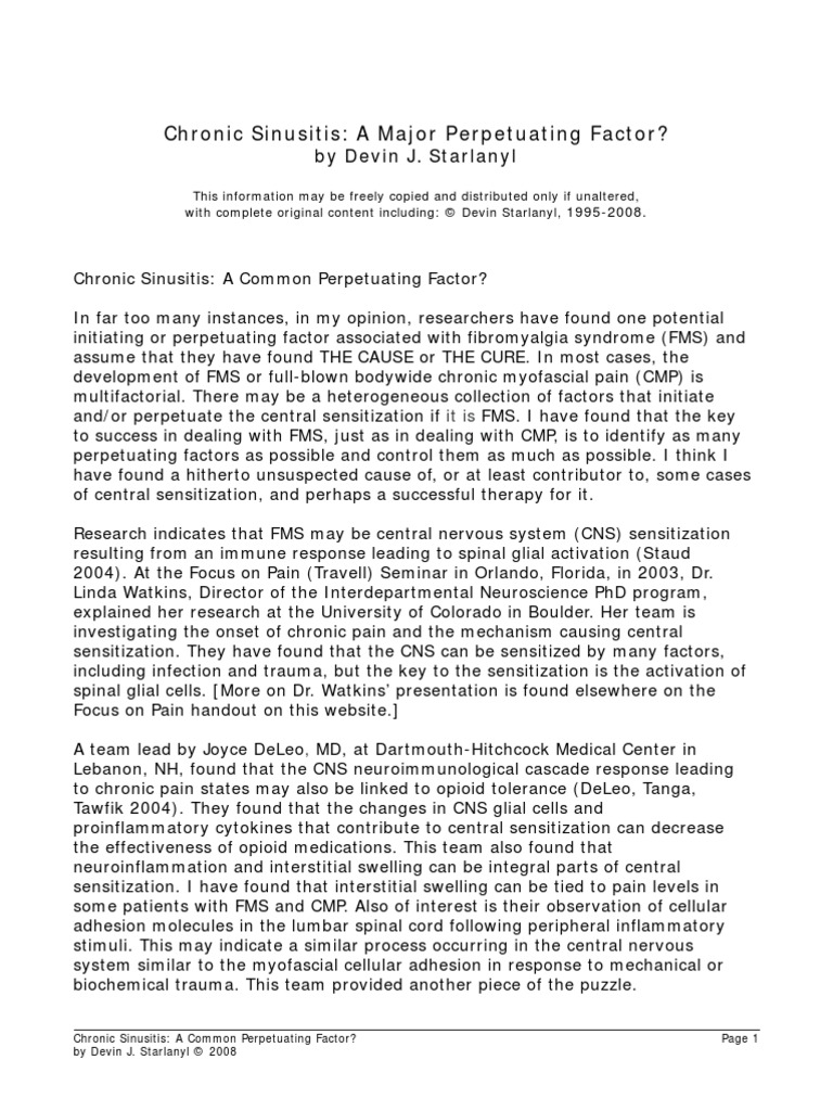 Chronic Sinusitis: A Major Perpetuating Factor?: by Devin J. Starlanyl | PDF | Biofilm ...