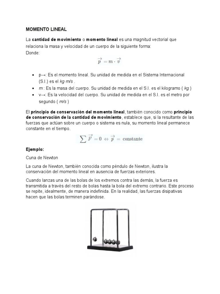 Momento Lineal y Angular | PDF | Impulso | Momento angular