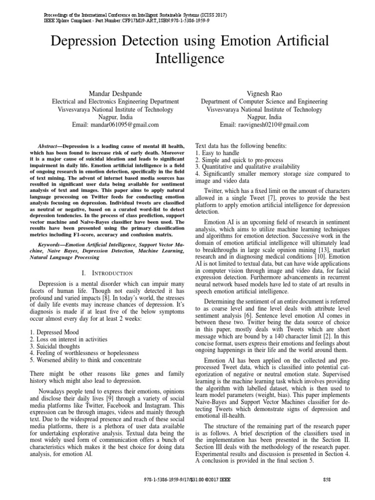Depression Detection Emotion AI | PDF | Artificial Intelligence ...