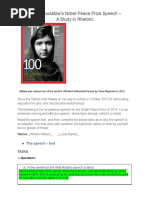 Malala's Nobel Speech: Rhetorical Analysis | PDF | Malala Yousafzai | Logos
