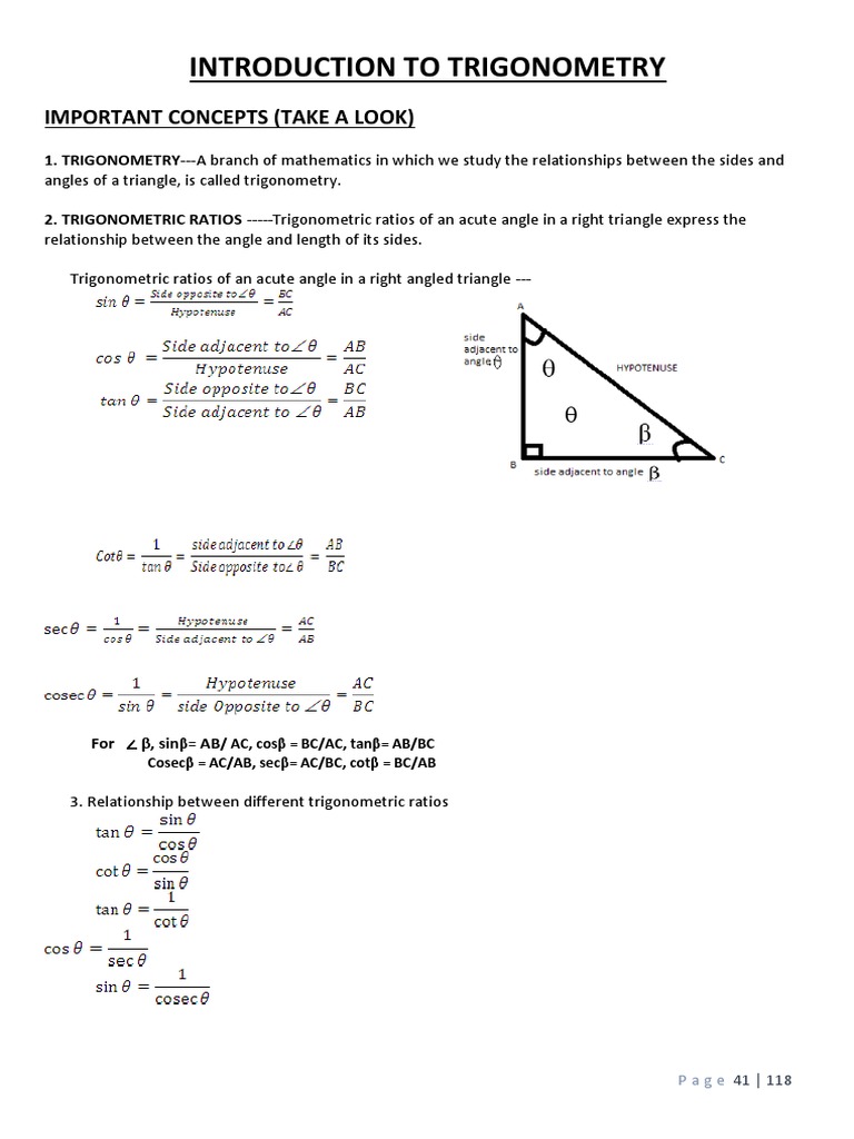 Chapter 5 INTRODUCTION TO TRIGONOMETRY | PDF | Trigonometry | Special ...