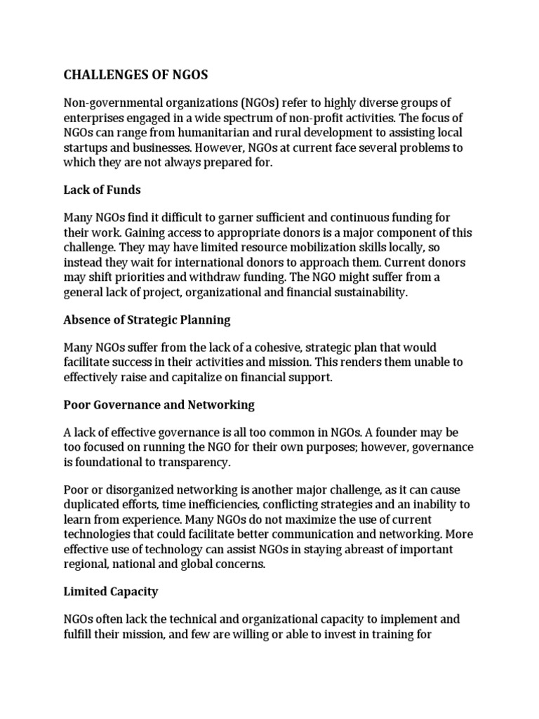 Challenges of Ngos | PDF