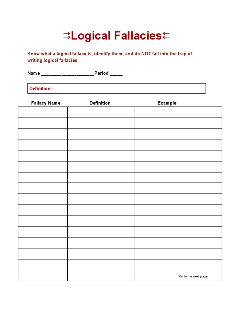 Logical Fallacy Note Chart | Download Free PDF | Fallacy
