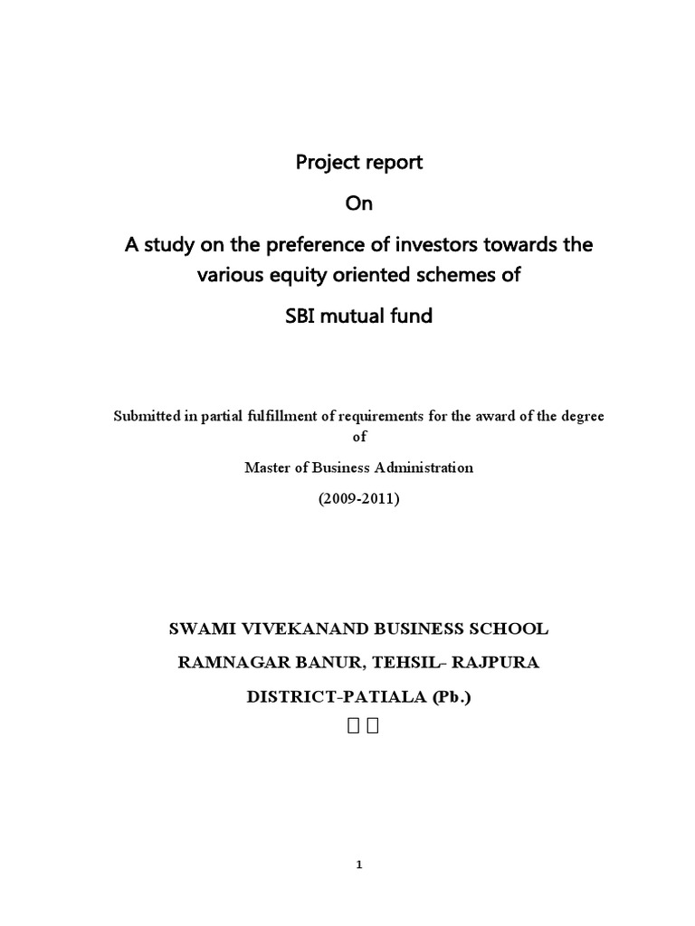 Project Report On A Study On The Preference of Investors Towards The ...
