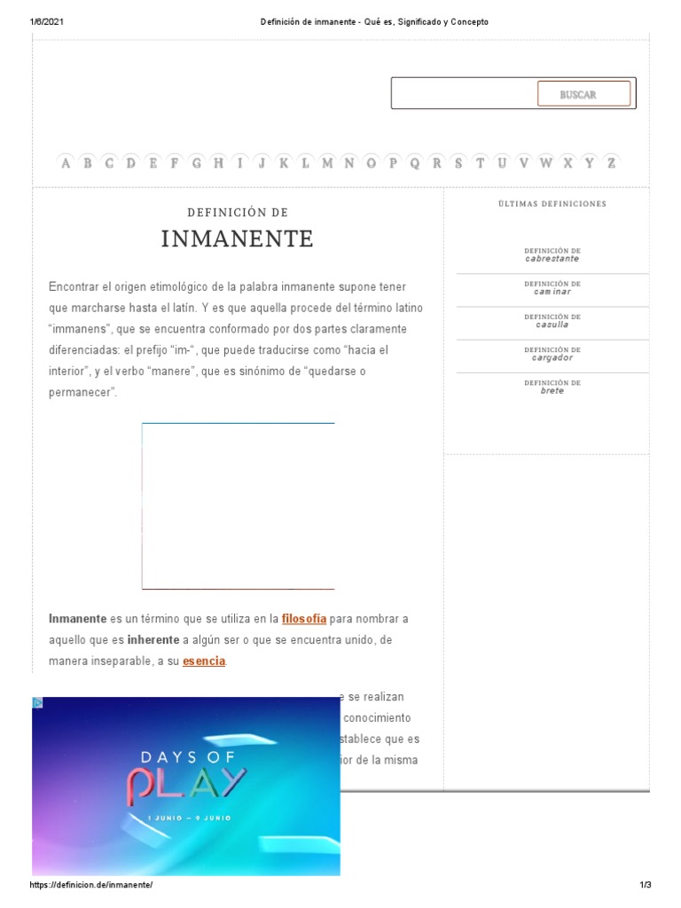 Definición de Inmanente | PDF | Trascendencia (filosofía) | Dios
