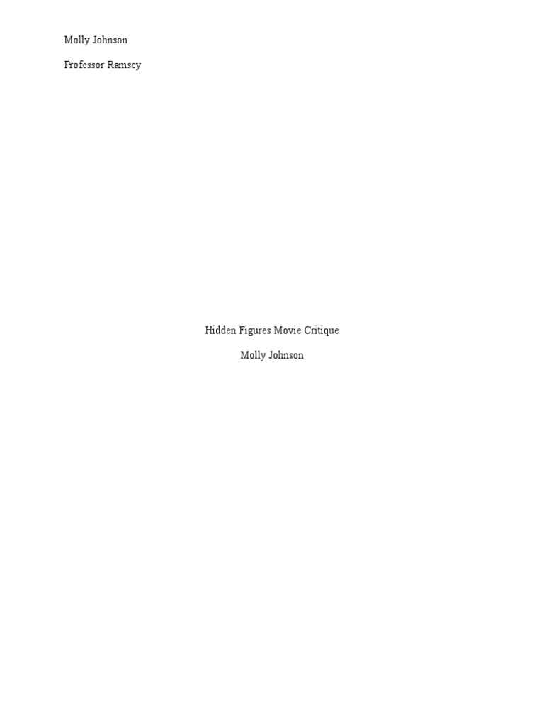 Hidden Figures Movie Critique | PDF | Hidden Figures | Science