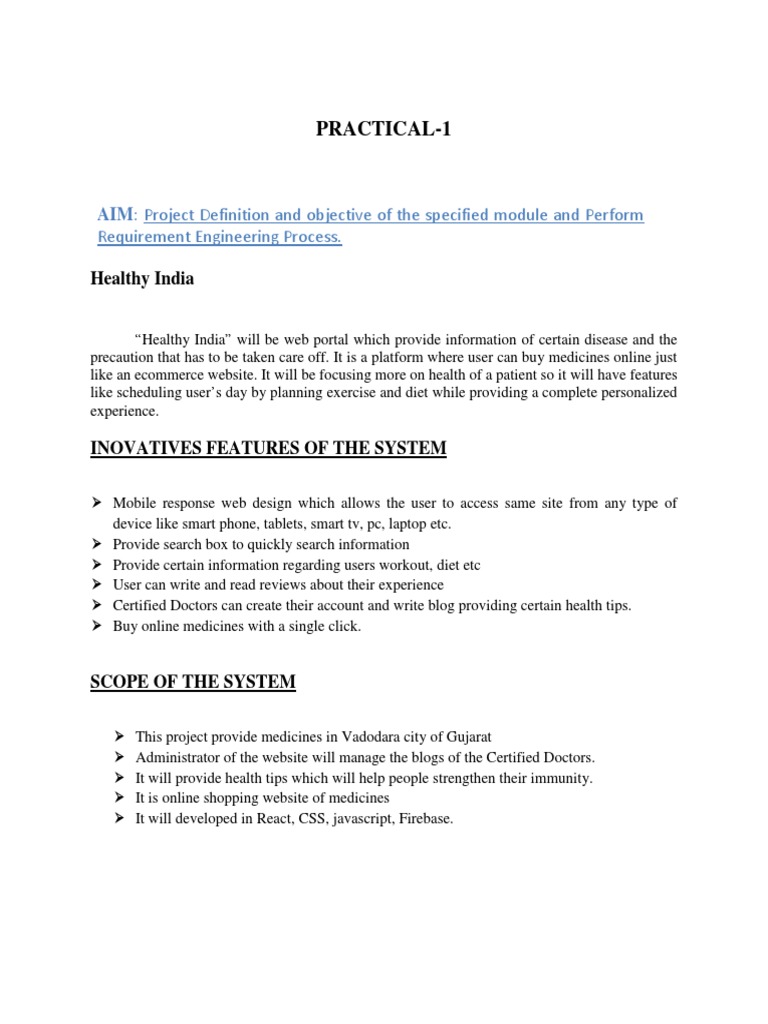 Practical-1: Project Definition and Objective of The Specified Module ...