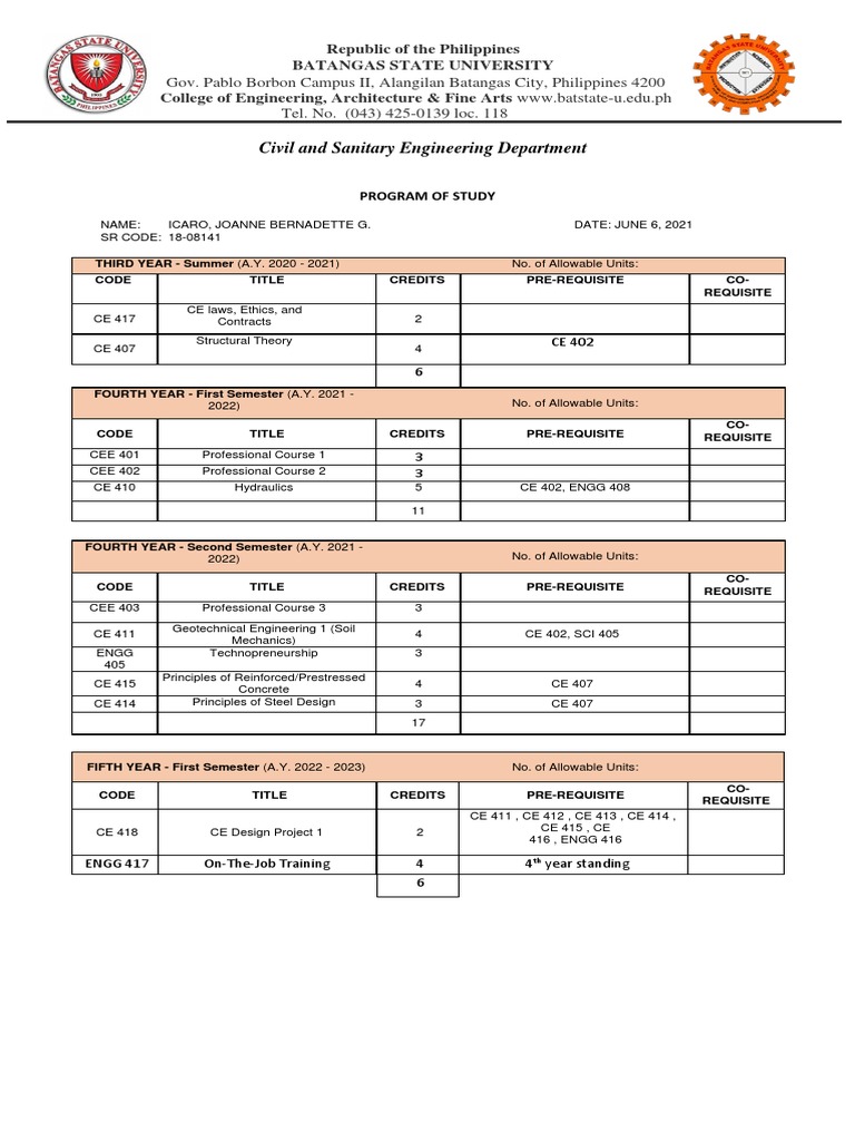 Civil Engineering Study Program | PDF | Civil Engineering | Economic ...