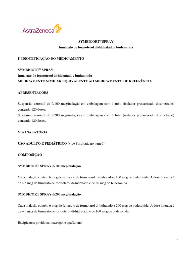 Symbicort Spray Paciente | PDF | Asma | Doença de obstrução pulmonar ...