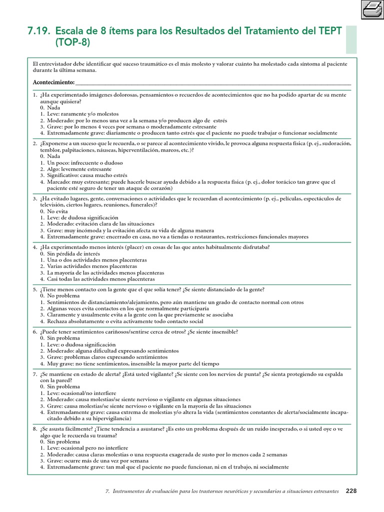 Escala De 8 tems Para Los Resultados Del Tratamiento Del TEPT PDF