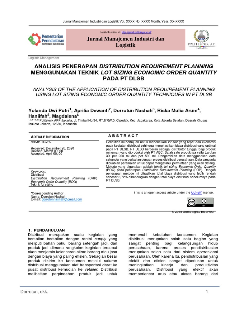 Jurnal Manajemen Logistik | PDF