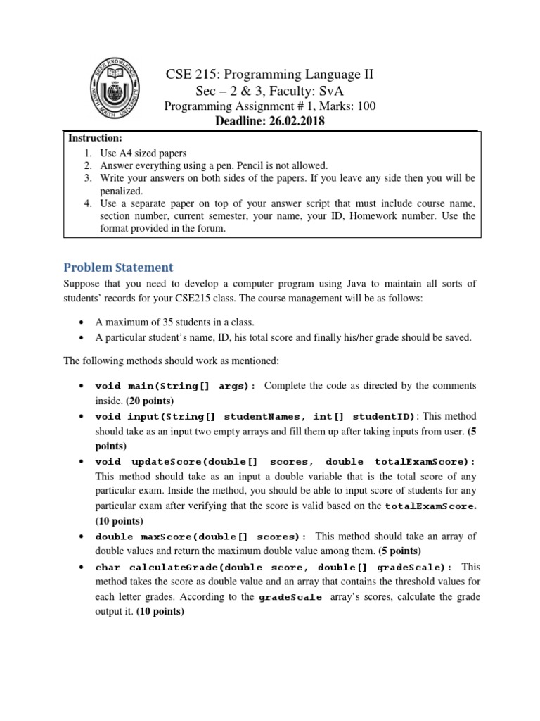 Cse 215 Programming Language Ii Sec 2 And 3 Faculty Sva Pdf Array Data Structure 8174