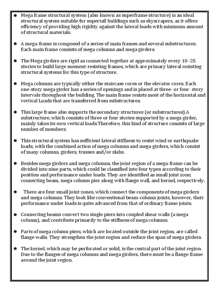 Mega Frame Structural System | PDF | Beam (Structure) | Column
