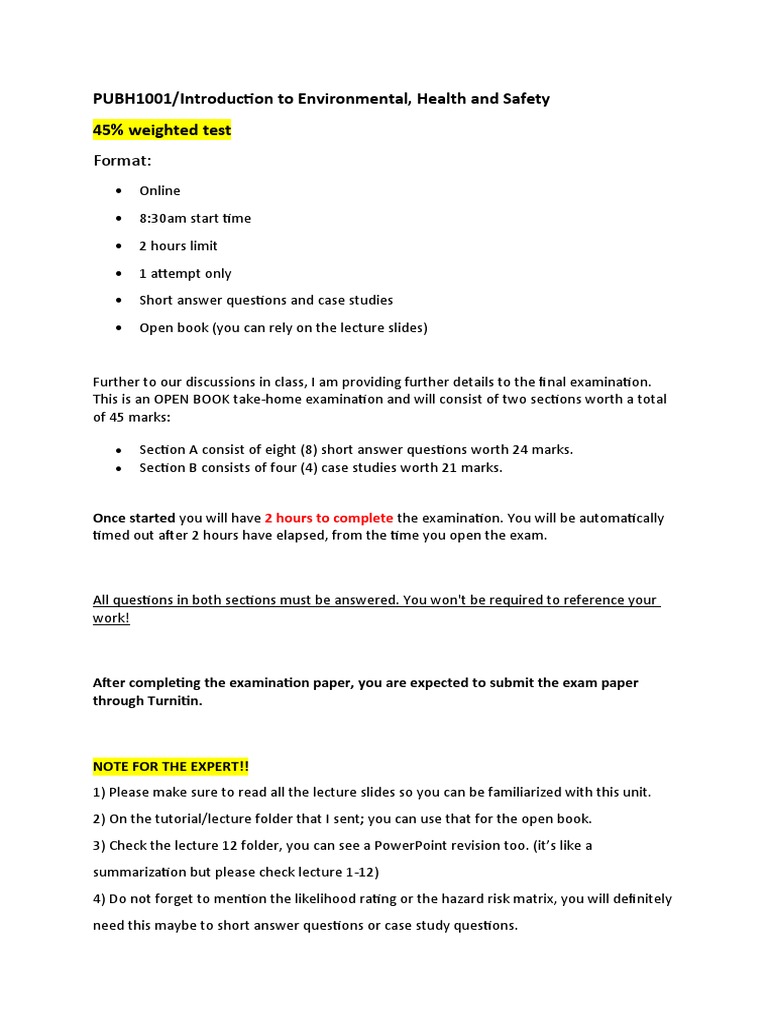 Environmental Health Exam Overview | PDF | Hazards | Risk Assessment