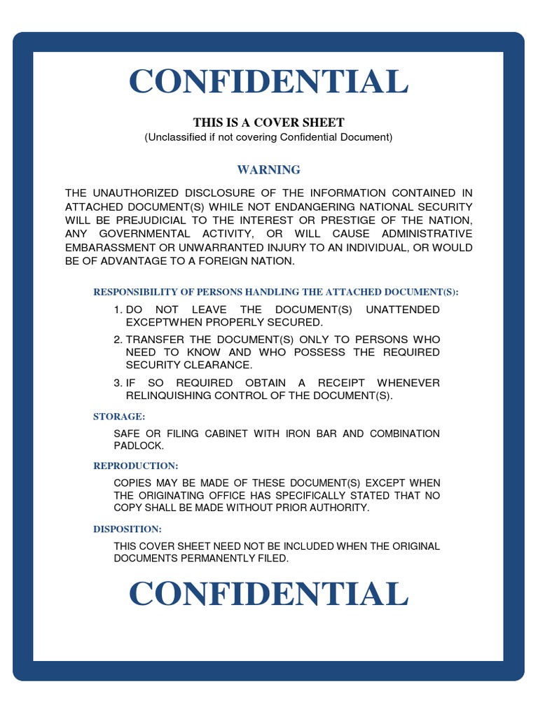 Confidential: This Is A Cover Sheet | Download Free PDF | Classified ...