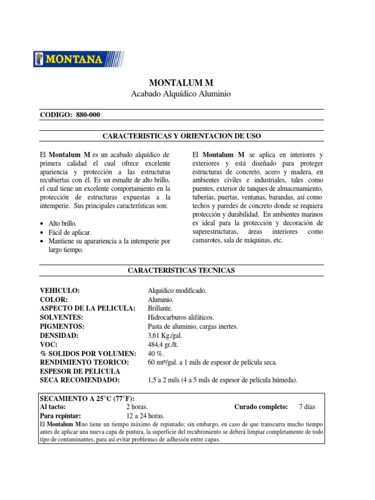 Montalum M 880000 | PDF | Pintar | Química