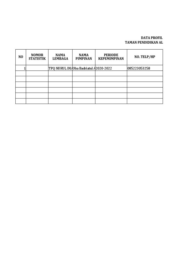 FORM TPQ Nurul Iman | PDF