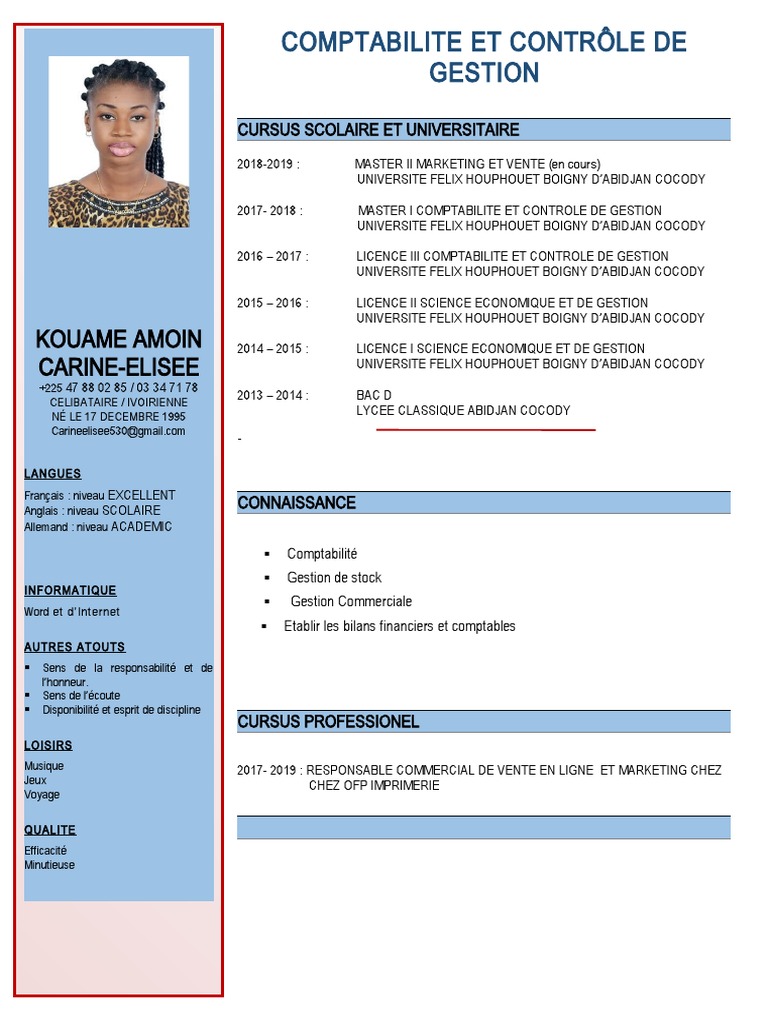 CV Carine | PDF | Affaires