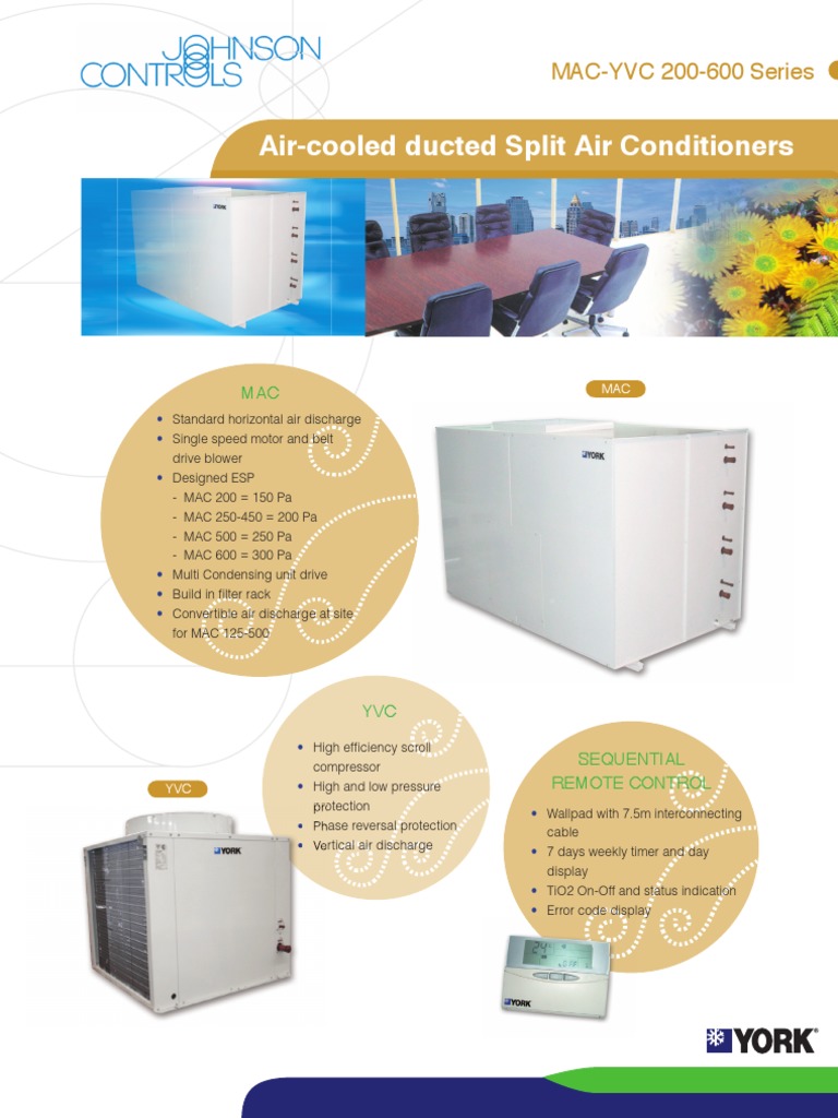 Air-Cooled Ducted Split Air Conditioners: MAC-YVC 200-600 Series | PDF ...