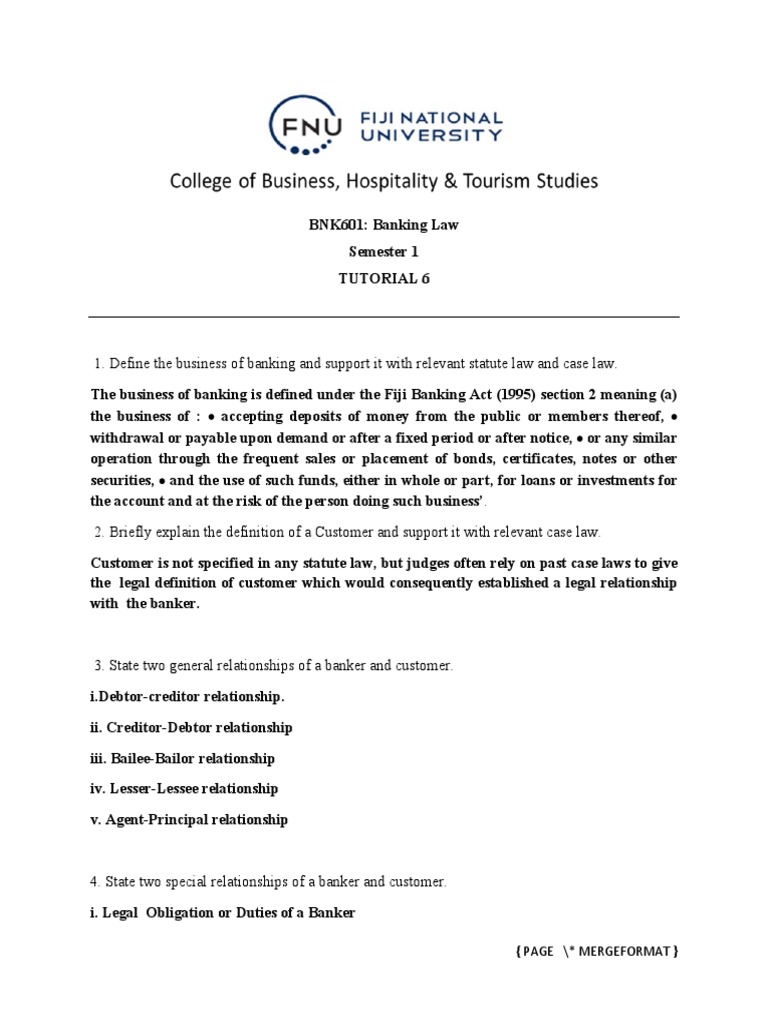 wk9 Tutorial 6 Solutions | PDF | Overdraft | Banks