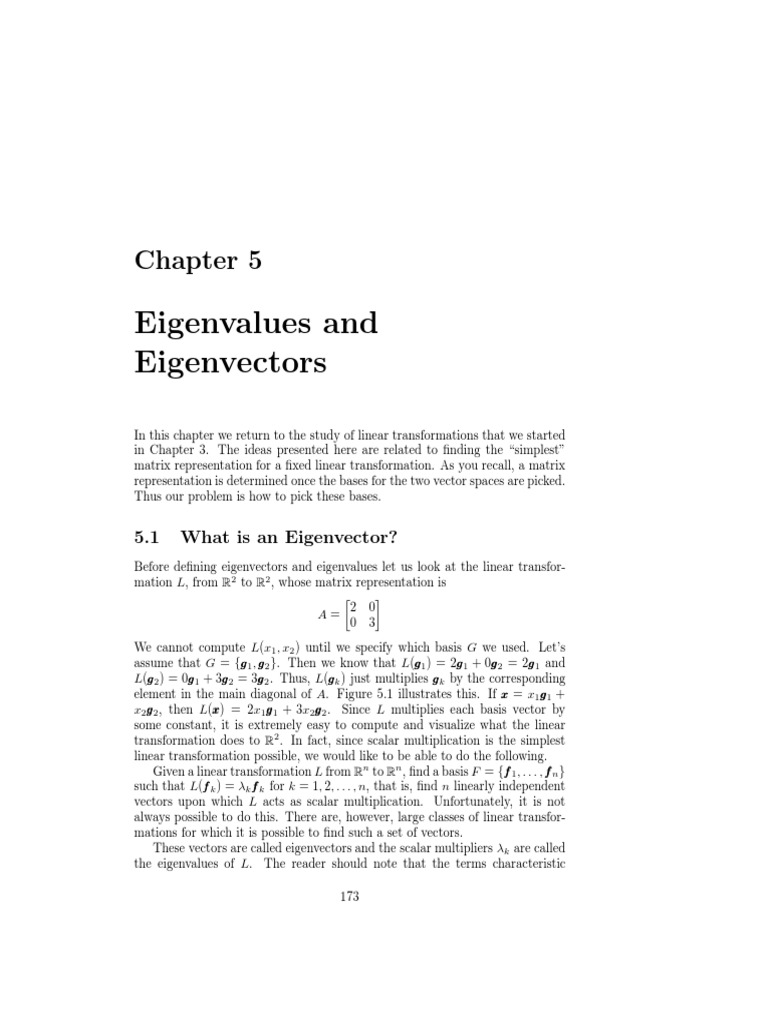 Eigenvalues and Eigenvectors: 5.1 What Is An Eigenvector? | PDF ...