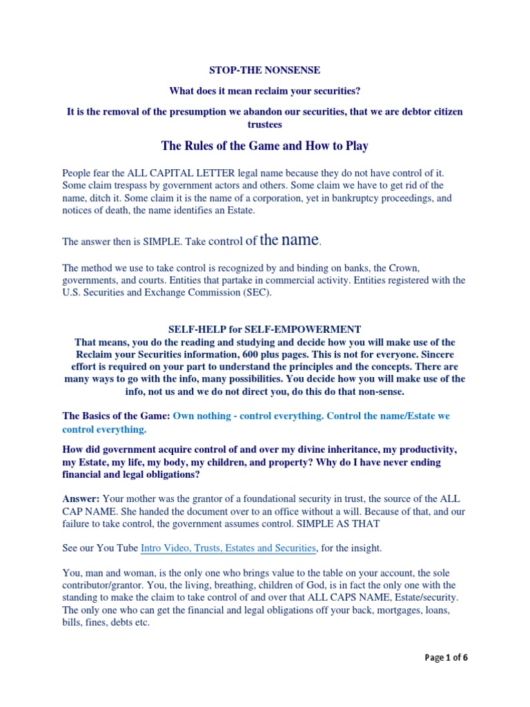 The Rules of The Game and How To Play | PDF