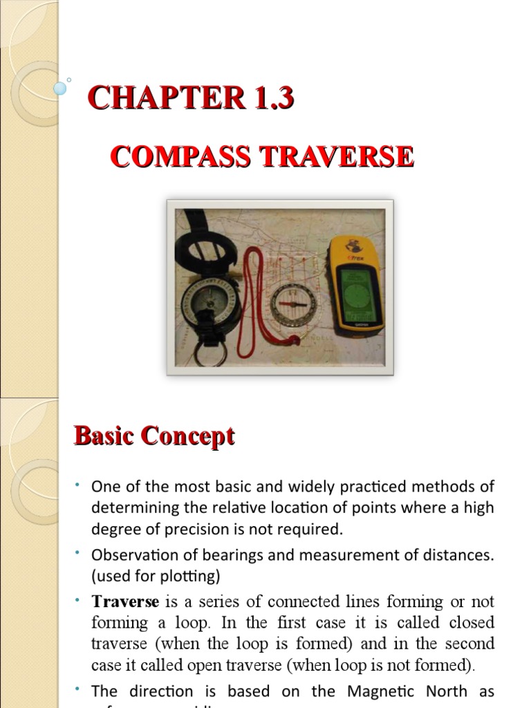 1.3 Compass Traverse - 1 | PDF | Compass | Surveying