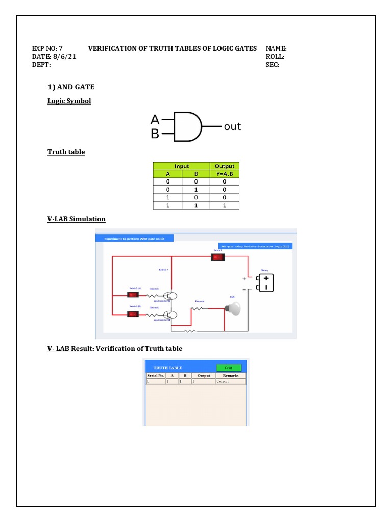 Verification of Logic Gates | PDF | Teaching Methods & Materials ...