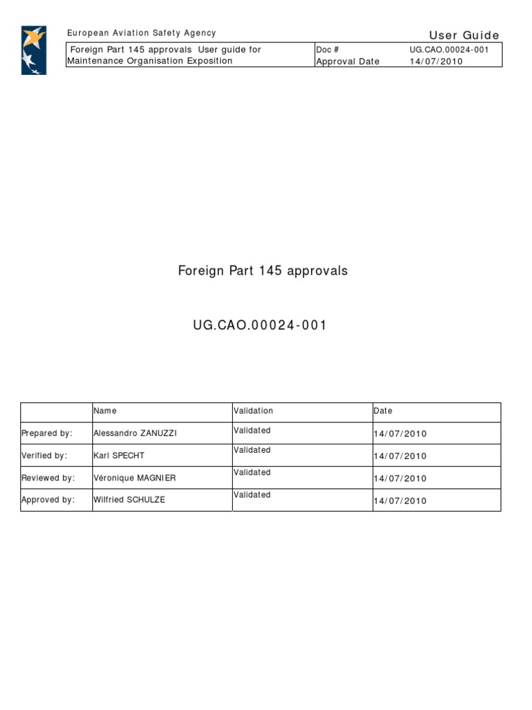UG - CAO.00024-001-Foreign-Part145 Approvals User Guide For MOE | PDF ...