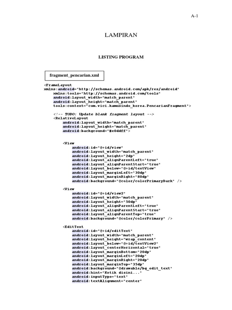 Lampiran: Listing Program | PDF | String (Computer Science) | Android (Operating System)