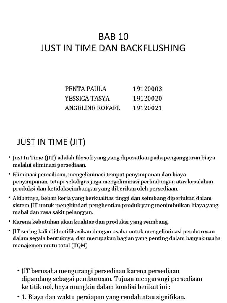 Bab 10 - Just in Time Dan Backflushing | PDF