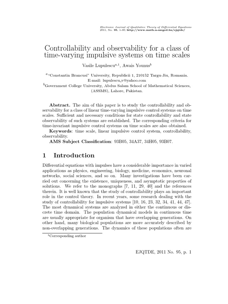 Controllability and Observability For A Class of Time-Varying Impulsive ...