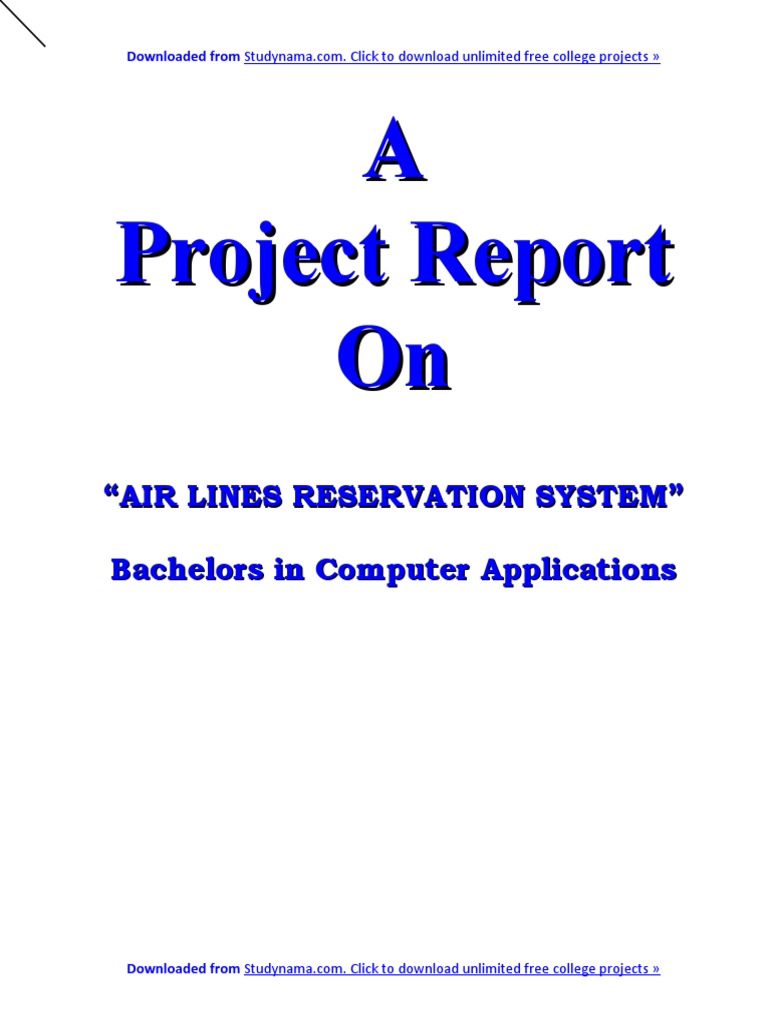BCA Project - JAVA & Oracle Airline Reservation System - PDF Report ...