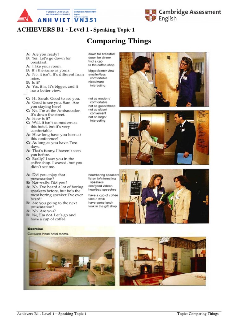 ACHIEVERS B1 - Level A - SPEAKING TOPIC 1 - WORKSHEET FOR STUDENT | PDF